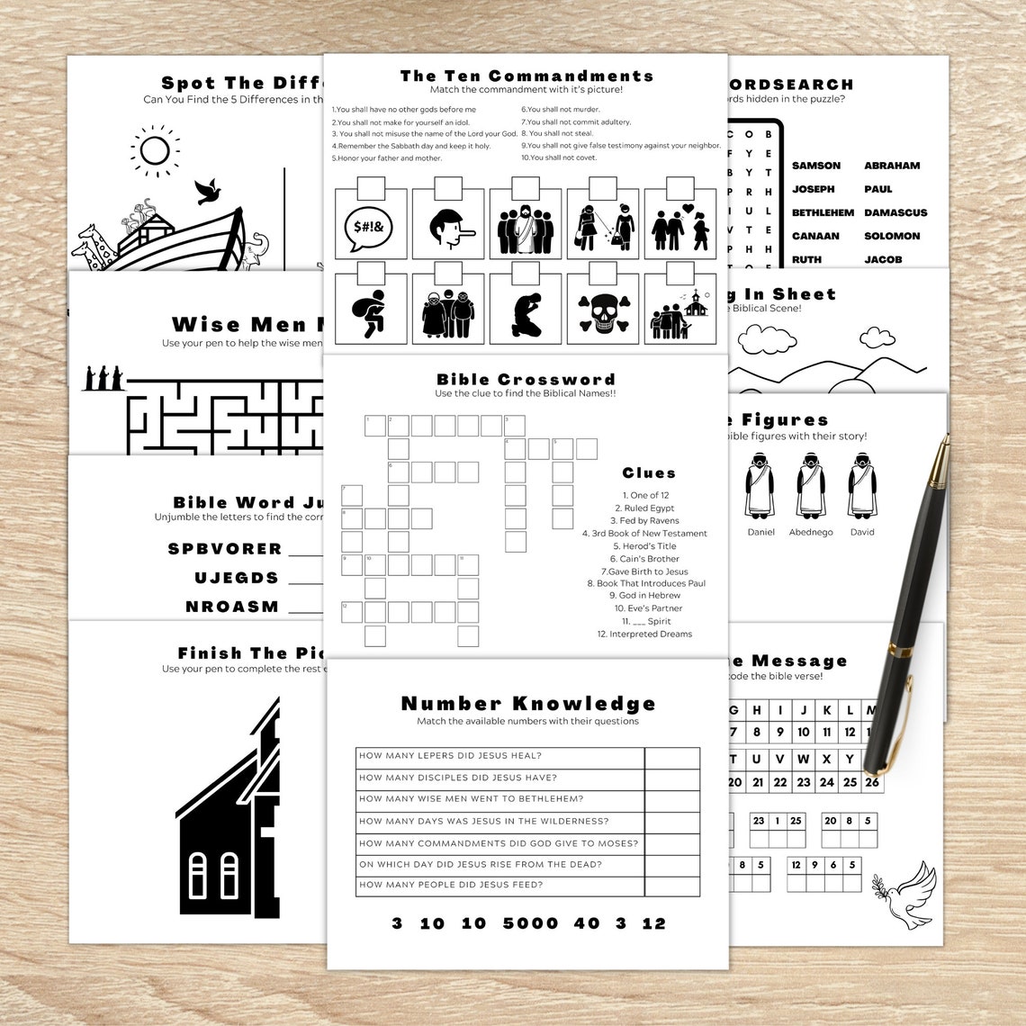Printable Bible Activity Worksheets | Sunday School Printables | 20 ...