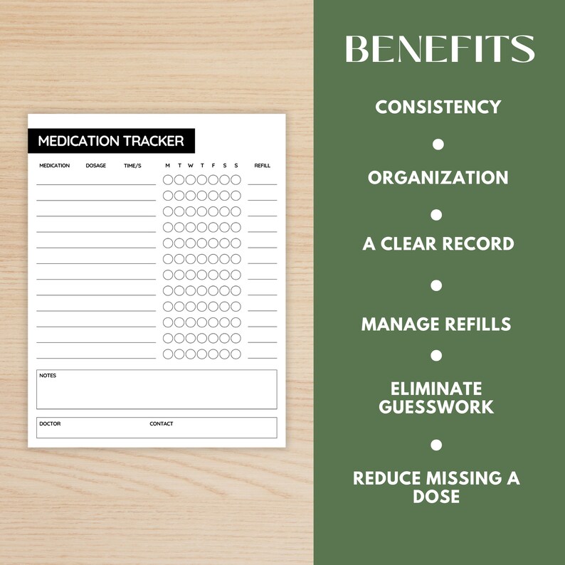 Printable Medication Tracker Sheet | US Letterhead & A4 | Health ...