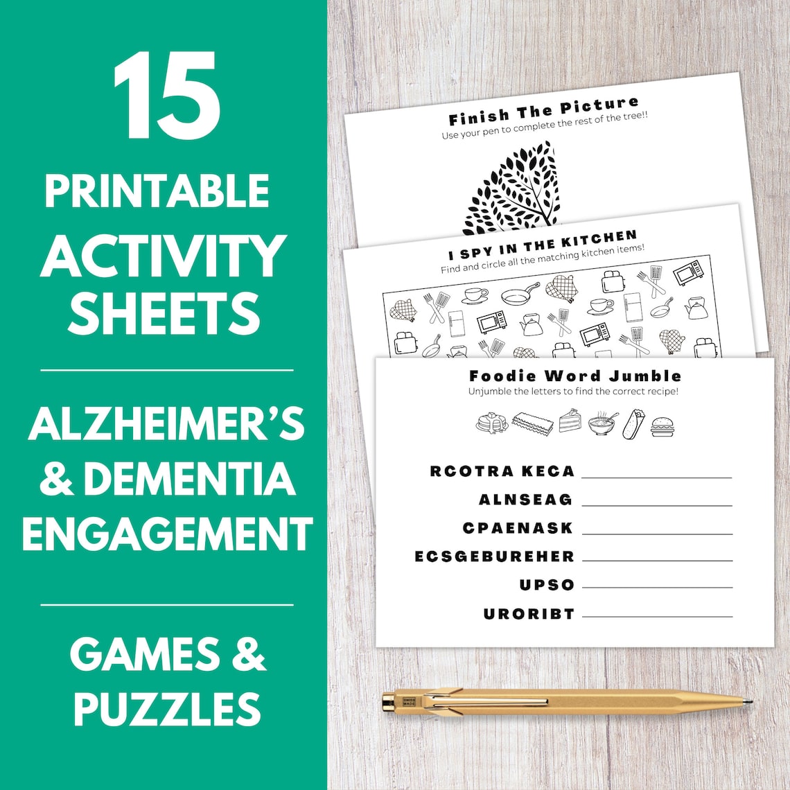 Printable Activity Sheets Alzheimer's & Dementia Care Senior Games and ...