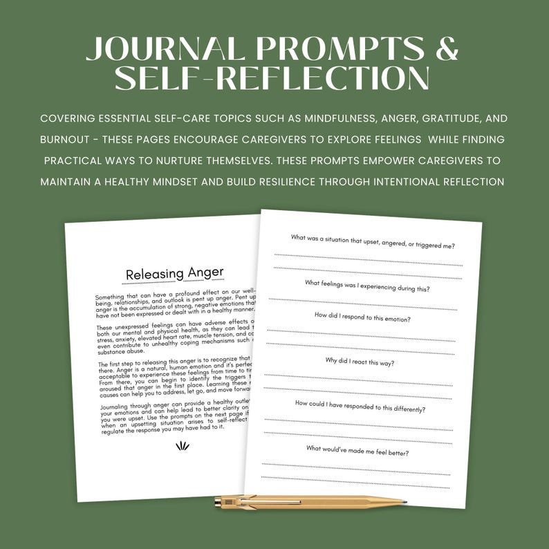 Printable Caregiver Journal & Weekly Planner: Self-care (digital ...