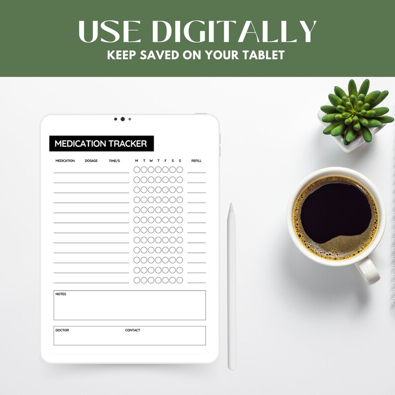 Printable Medication Tracker Sheet | US Letterhead & A4 | Health ...