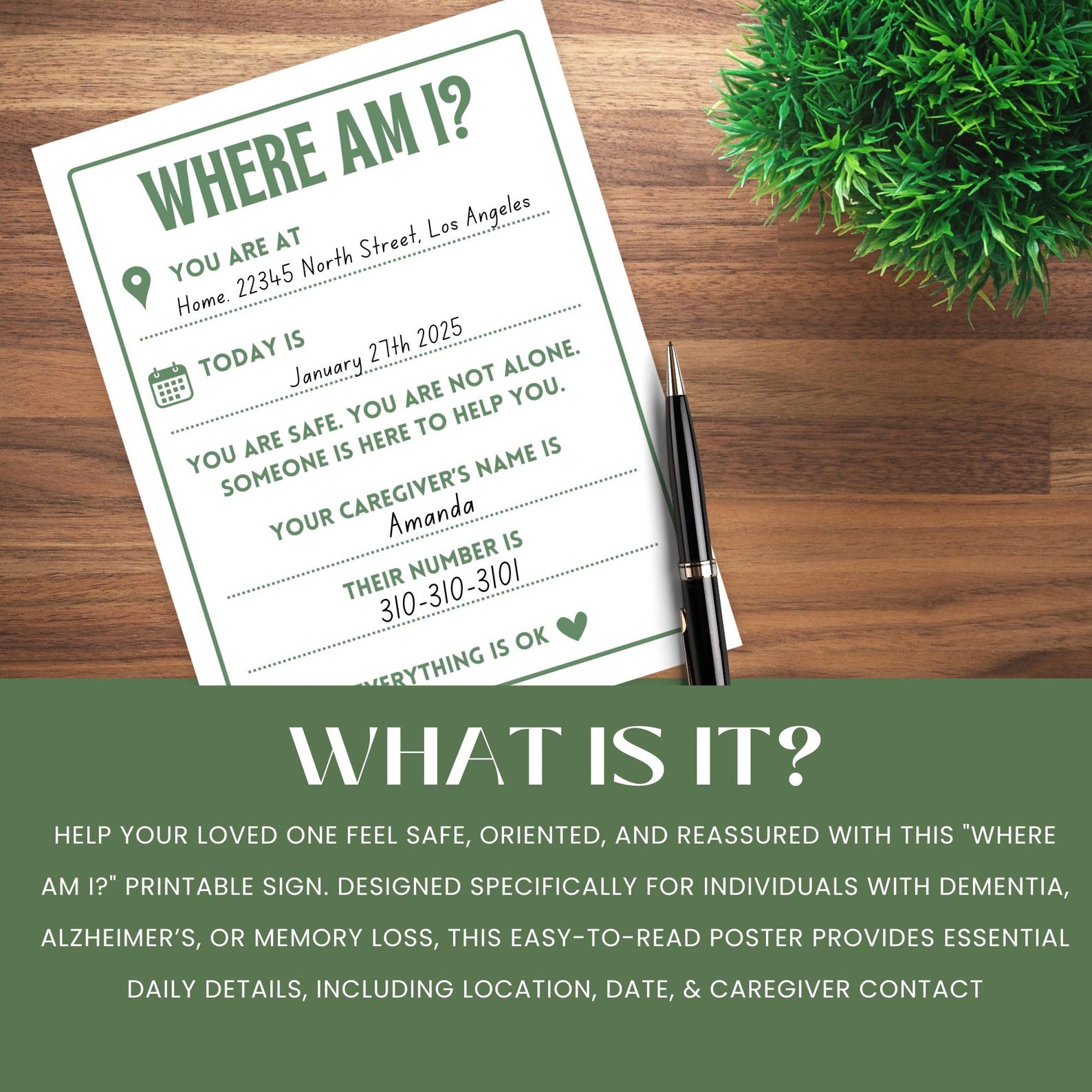 Printable WHERE AM I Sign for Dementia or Alzheimer's Care | Home Care ...