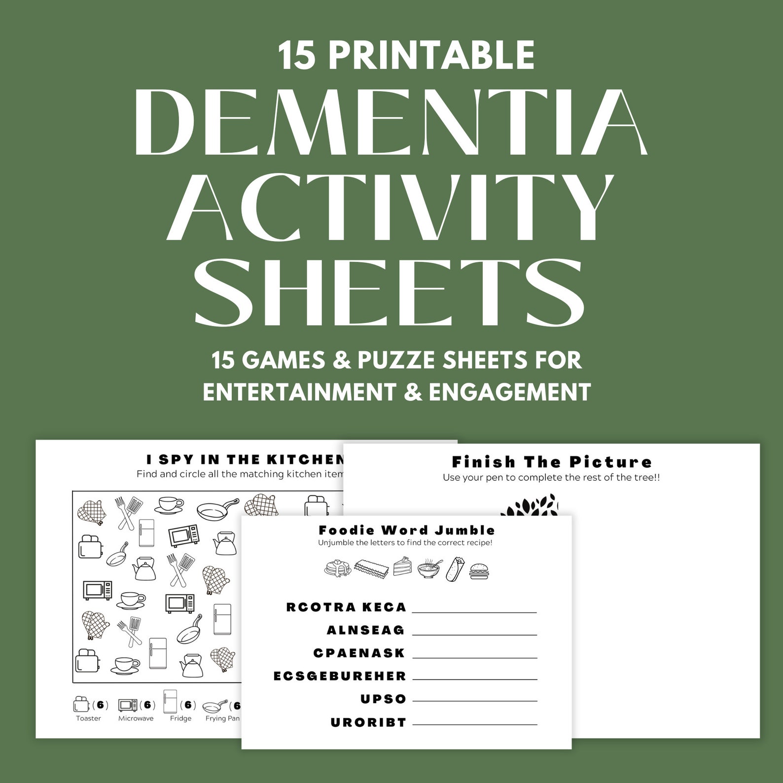 Printable Activity Sheets | Alzheimer's & Dementia Care | Senior Games ...
