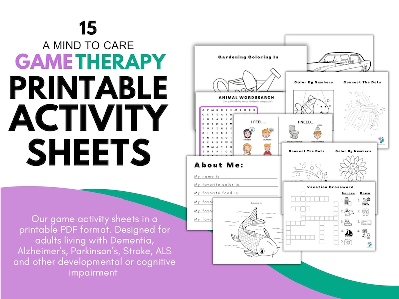 Dementia Activity Sheets: Printable Games for Alzheimer's Care (digital ...