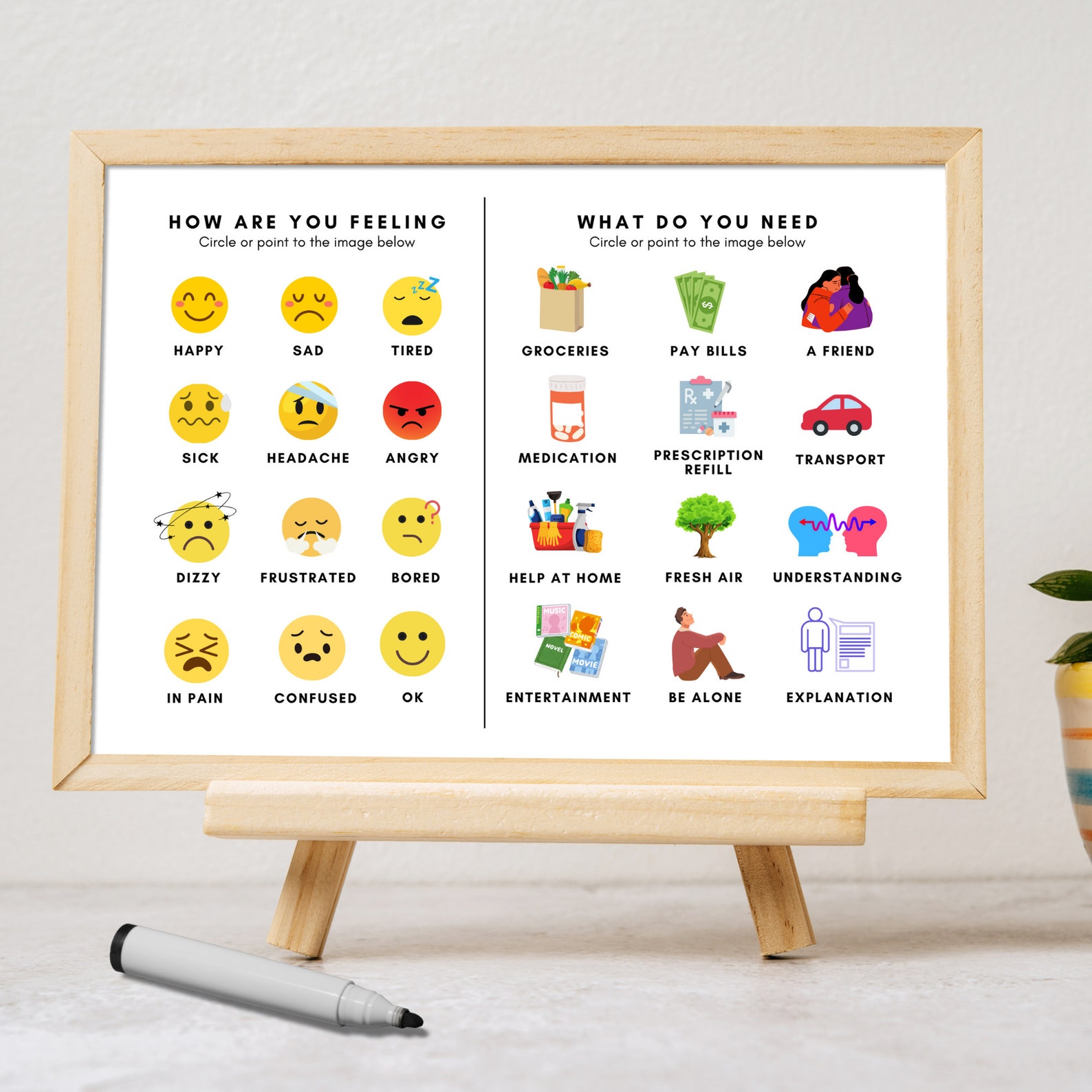 Printable Emotions & Needs Sheet: Pain Scale, Non-verbal Communication ...