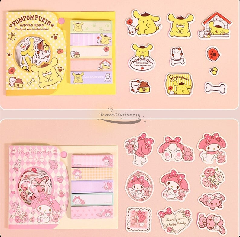 Cute Cartoon Sticky Tabs With Sticker Flakes/ Kawaii Anime - Etsy
