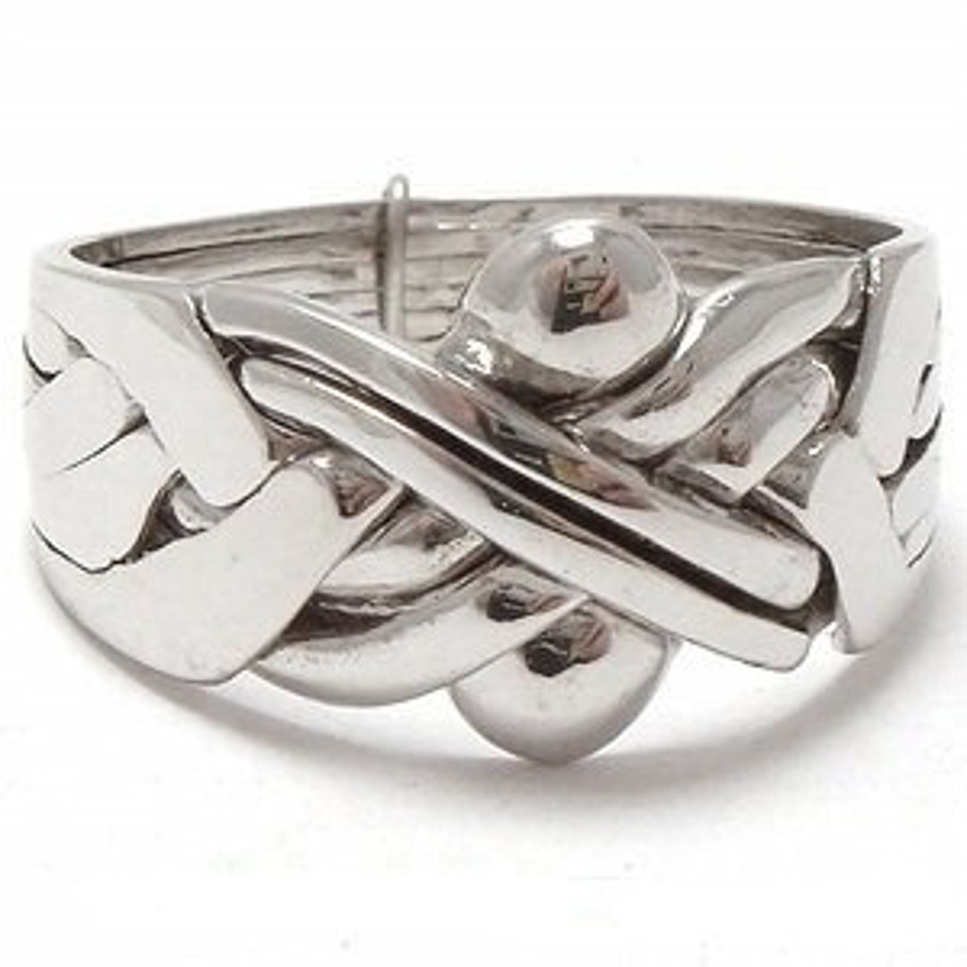 9k Solid White Gold 6 Band Puzzle Ring - Etsy