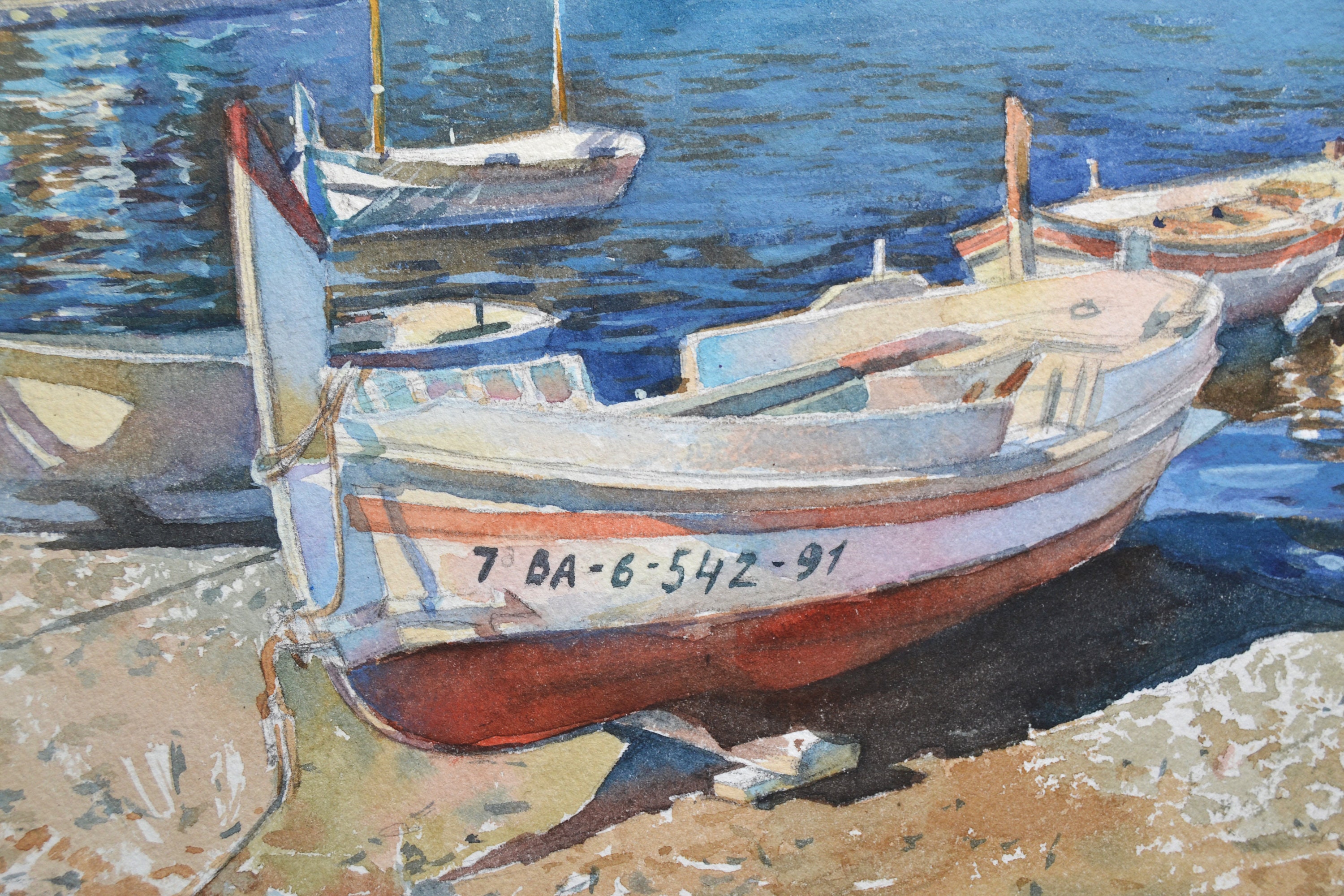Boats on the Beach. Watercolor. - Etsy