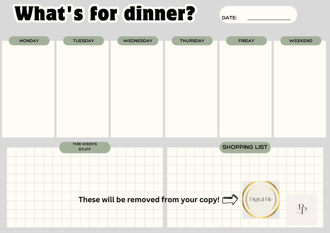 Printable Weekly Meal Planner Landscape, Food Diary, Meal Tracker, Meal ...