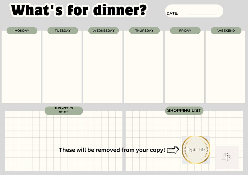 Printable Weekly Meal Planner Landscape, Food Diary, Meal Tracker, Meal ...