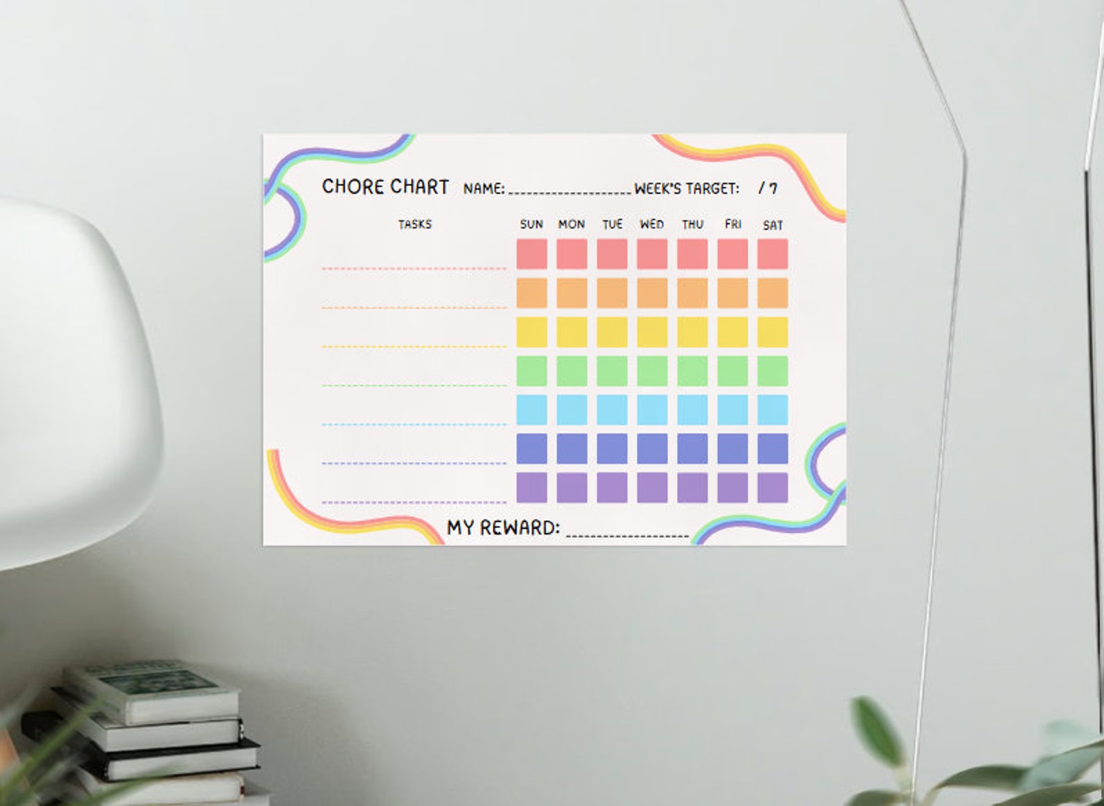 Chore Chart Kids, Editable, Printable, Digital Download, Kids Daily ...
