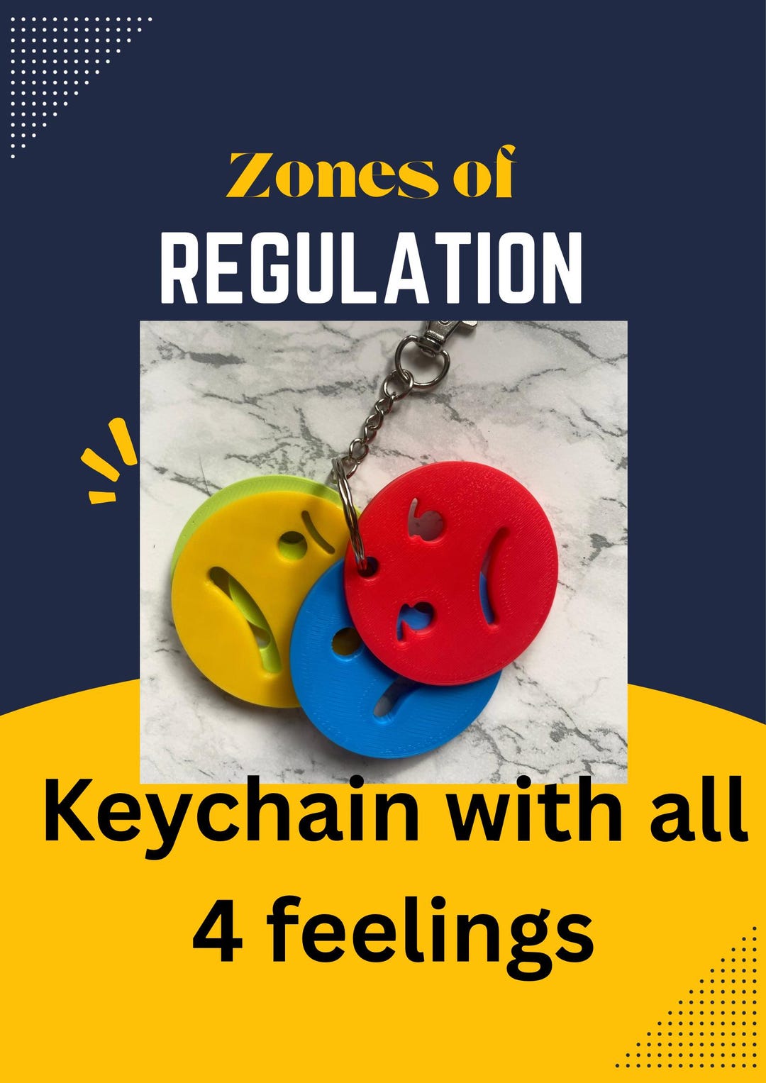 Zones of Regulation Emotions Keychain, Teacher Lanyard, Emotions Check ...