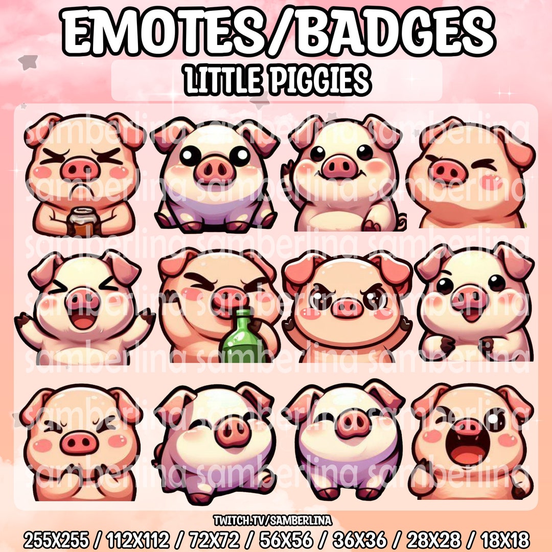 12 Little Piggies Emotes/badges Bundle Pack - Twitch, Youtube, Discord ...