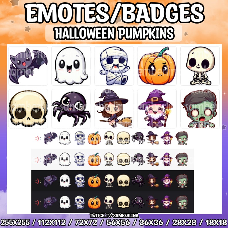 12 Halloween Themed Emotes/badges Bundle Pack - Twitch, Youtube ...