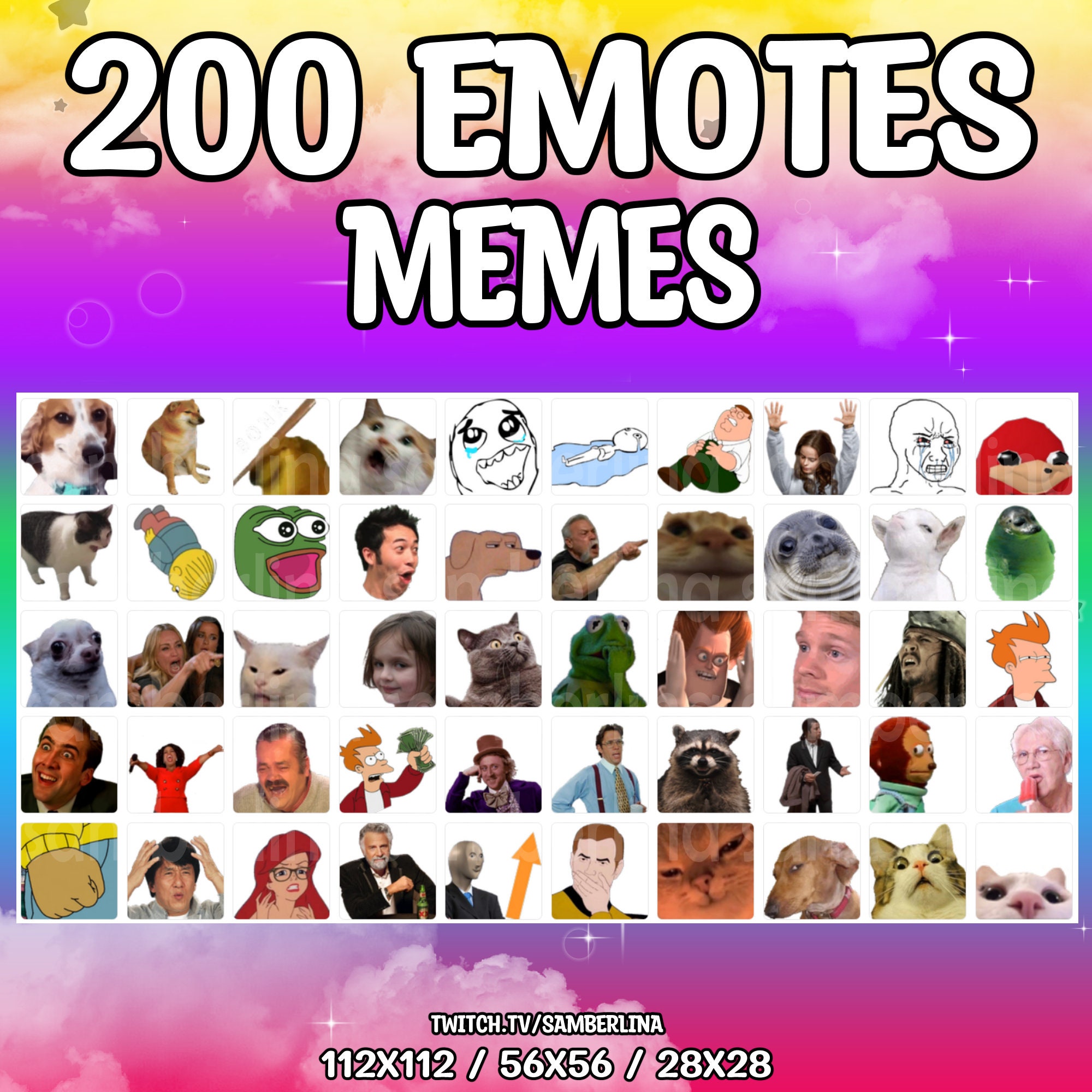 200 Meme Emote Pack Twitch Youtube Discord Emote Mega - Etsy Canada