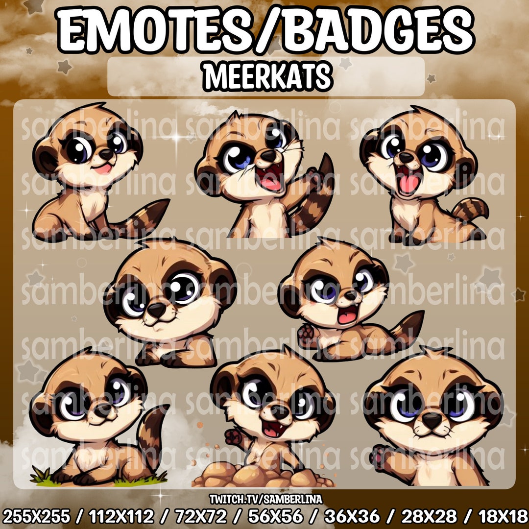 8 Meerkat Emotes/badges Bundle Pack - Twitch, Youtube, Discord, Tiktok ...