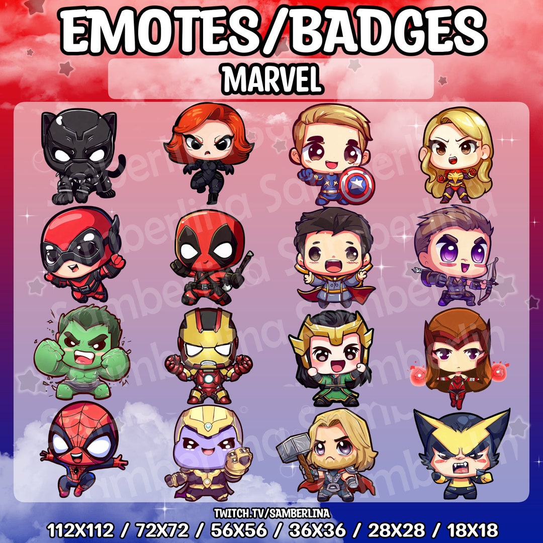 16 Marvel Inspired Emotes/badges Pack Twitch Youtube - Etsy UK