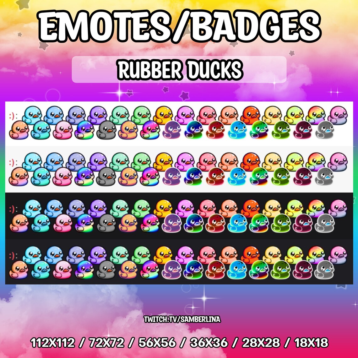 30 Coloured Rubber Duck Emotes/badges Bundle Pack Twitch, Youtube ...
