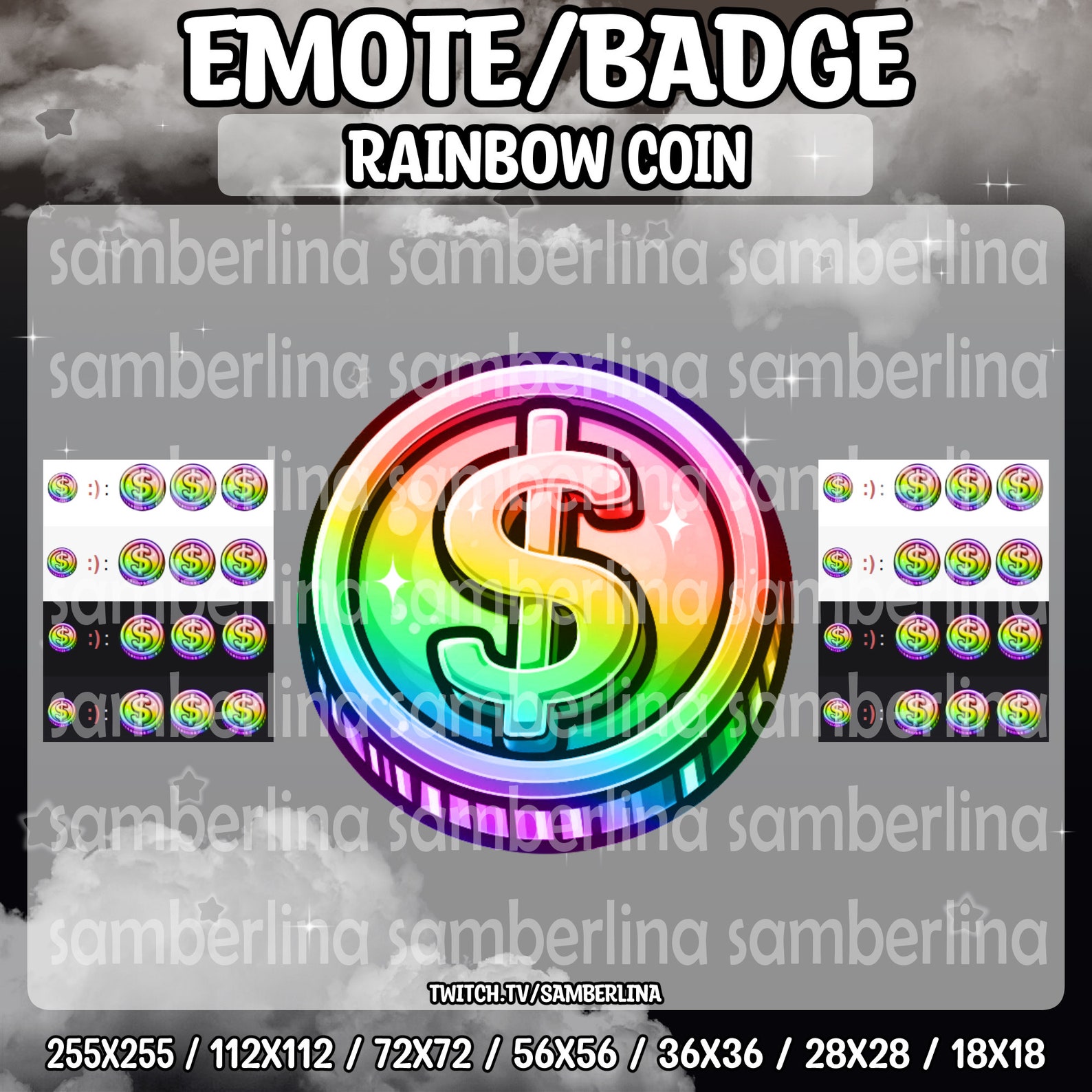 Rainbow Coin Emote/badge - Twitch, Youtube, Discord, Tiktok | Cute ...