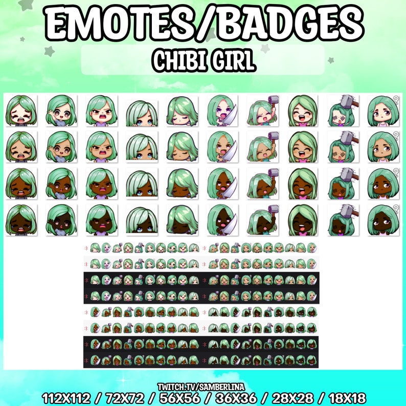 10 Chibi Girl Emotes/badges Bundle Pack - Twitch, Youtube, Discord ...