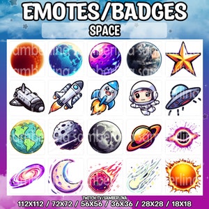20 Space Emotes/badges Bundle Pack - Twitch, Youtube, Discord | Cute ...