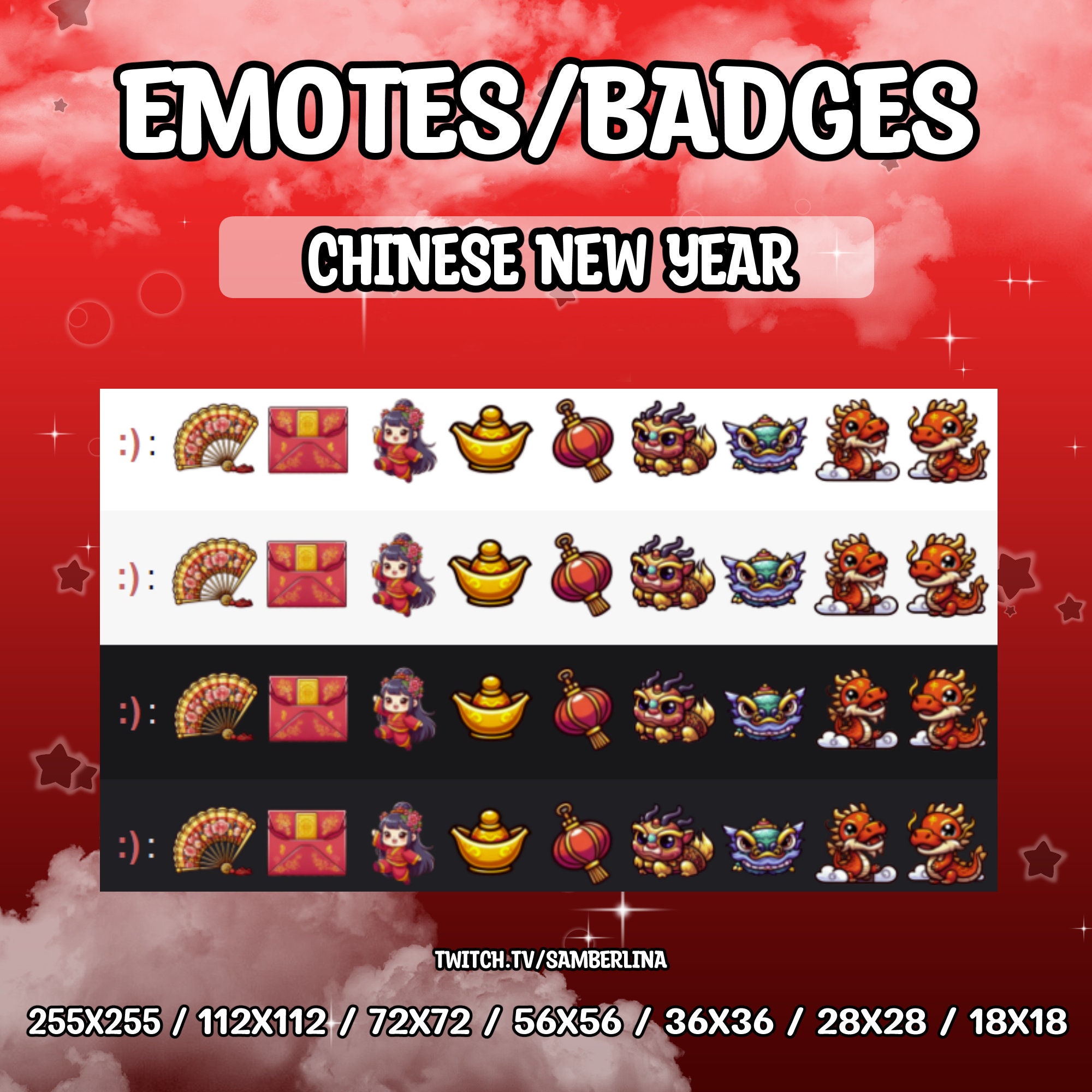 9 Chinese New Year Emotes/badges Bundle Pack - Twitch, Youtube, Discord ...