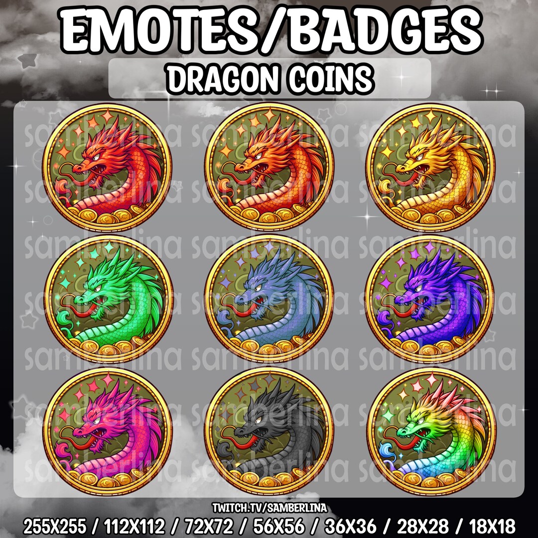9 Dragon Coin Emotes/badges Bundle Pack 3 - Twitch, Youtube, Discord ...