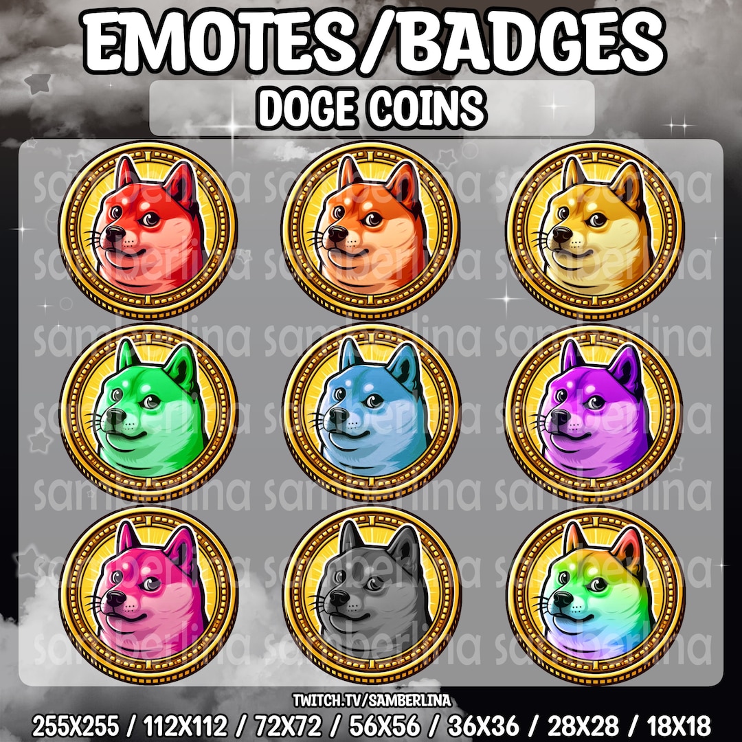 9 Doge Coin Meme Emotes/badges Bundle Pack 3 - Twitch, Youtube, Discord ...