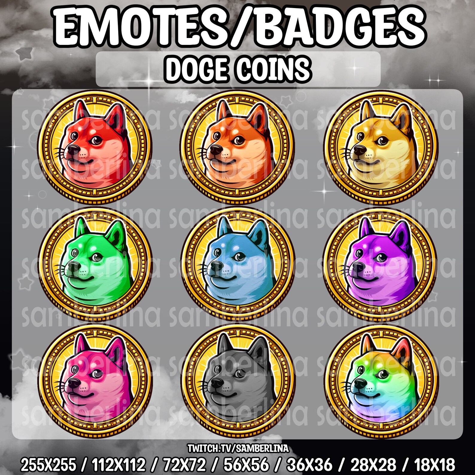 9 Doge Coin Meme Emotes/Badges Bundle Pack 3 - Twitch, Youtube, Discord ...