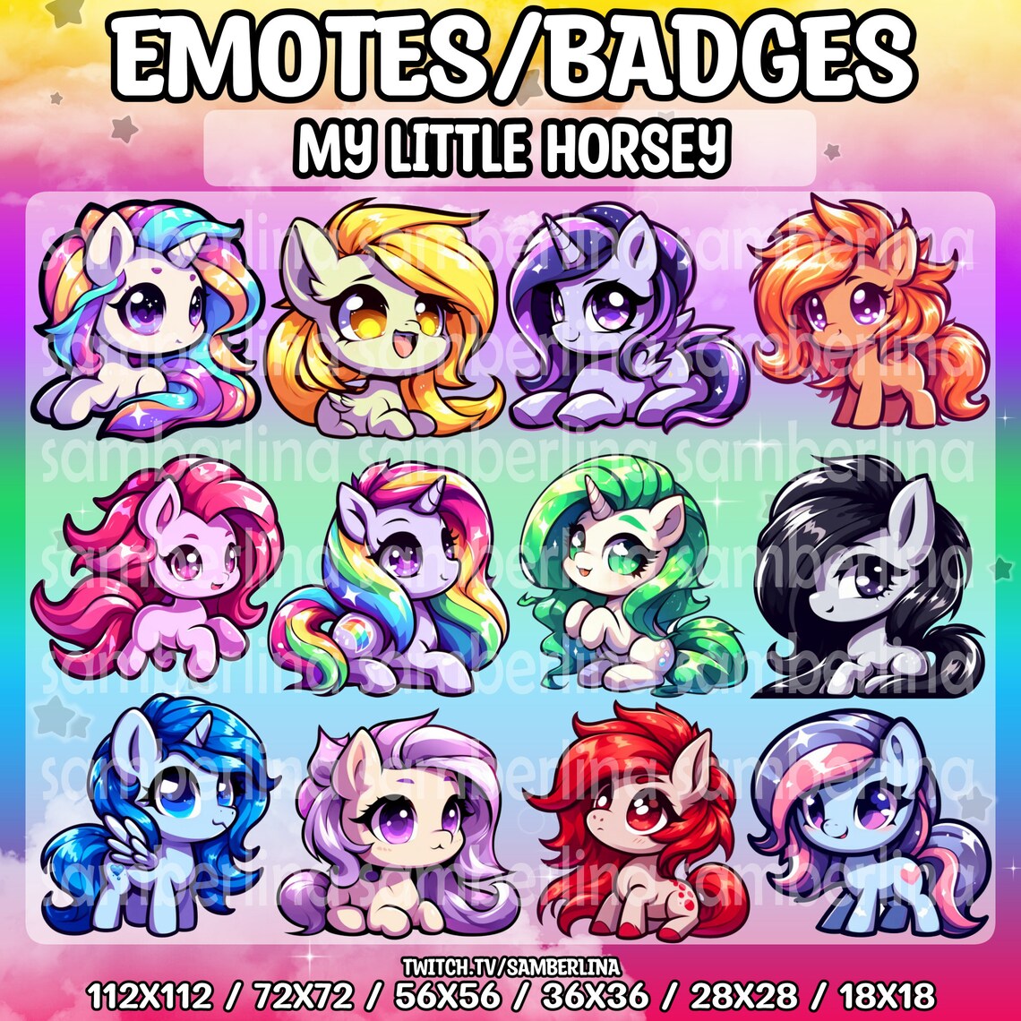 12 My Little Horsey Emotes/badges Bundle Pack Twitch - Etsy