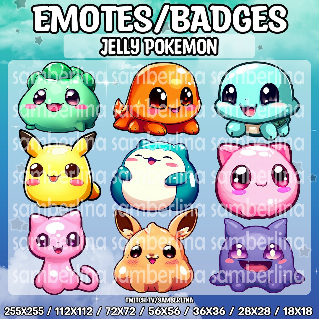 9 Jelly Pokemon Emotes/badges - Twitch, Youtube, Discord, Tiktok ...