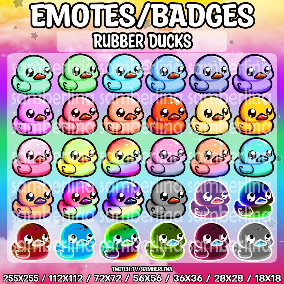 30 Coloured Rubber Duck Emotes/badges Bundle Pack - Twitch, Youtube ...