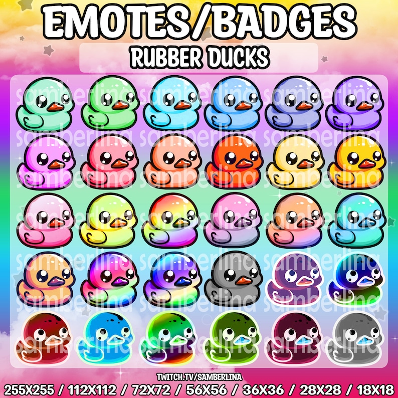 30 Coloured Rubber Duck Emotes/badges Bundle Pack - Twitch, Youtube ...