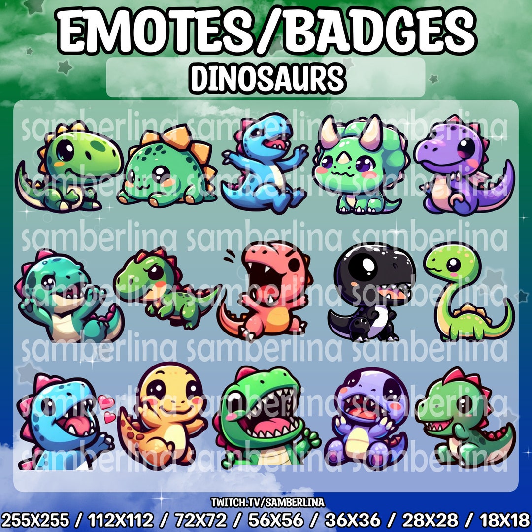 15 Dinosaur Emotes/badges Bundle Pack - Twitch, Youtube, Discord ...