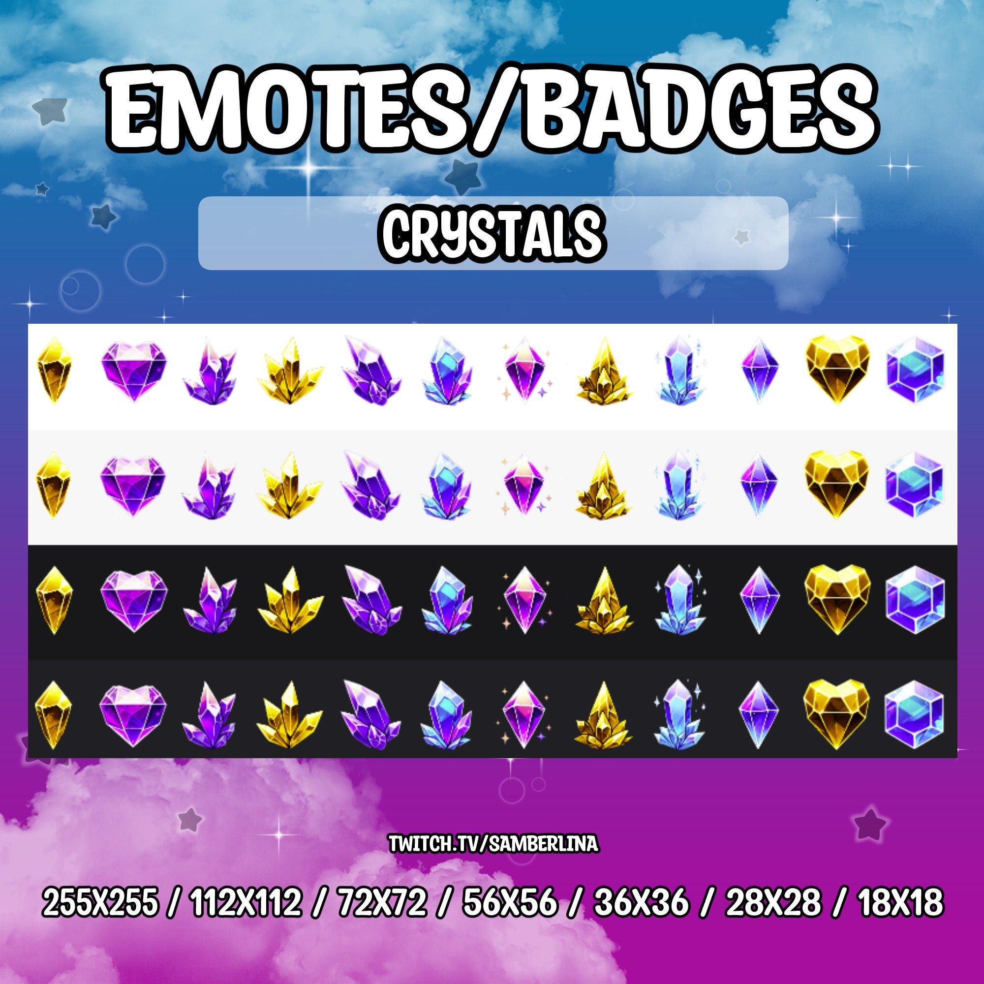 12 Crystal Emotes/badges - Twitch, Youtube, Discord, Tiktok | Cute ...