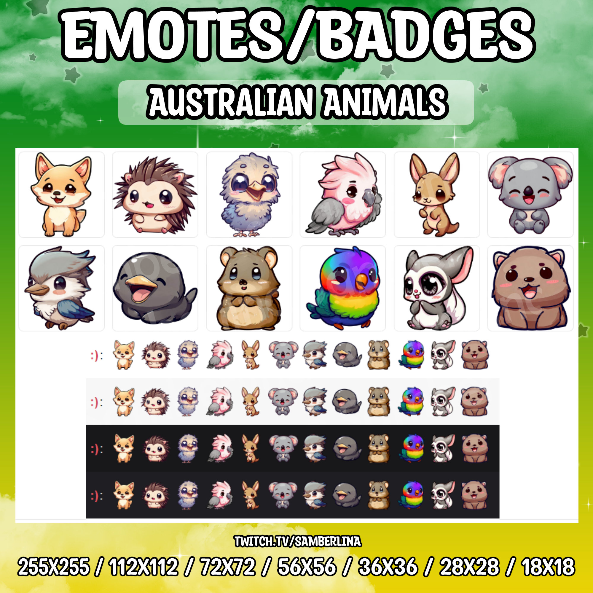 12 Australian Native Animals Emotes/badges Pack - Twitch, Youtube ...
