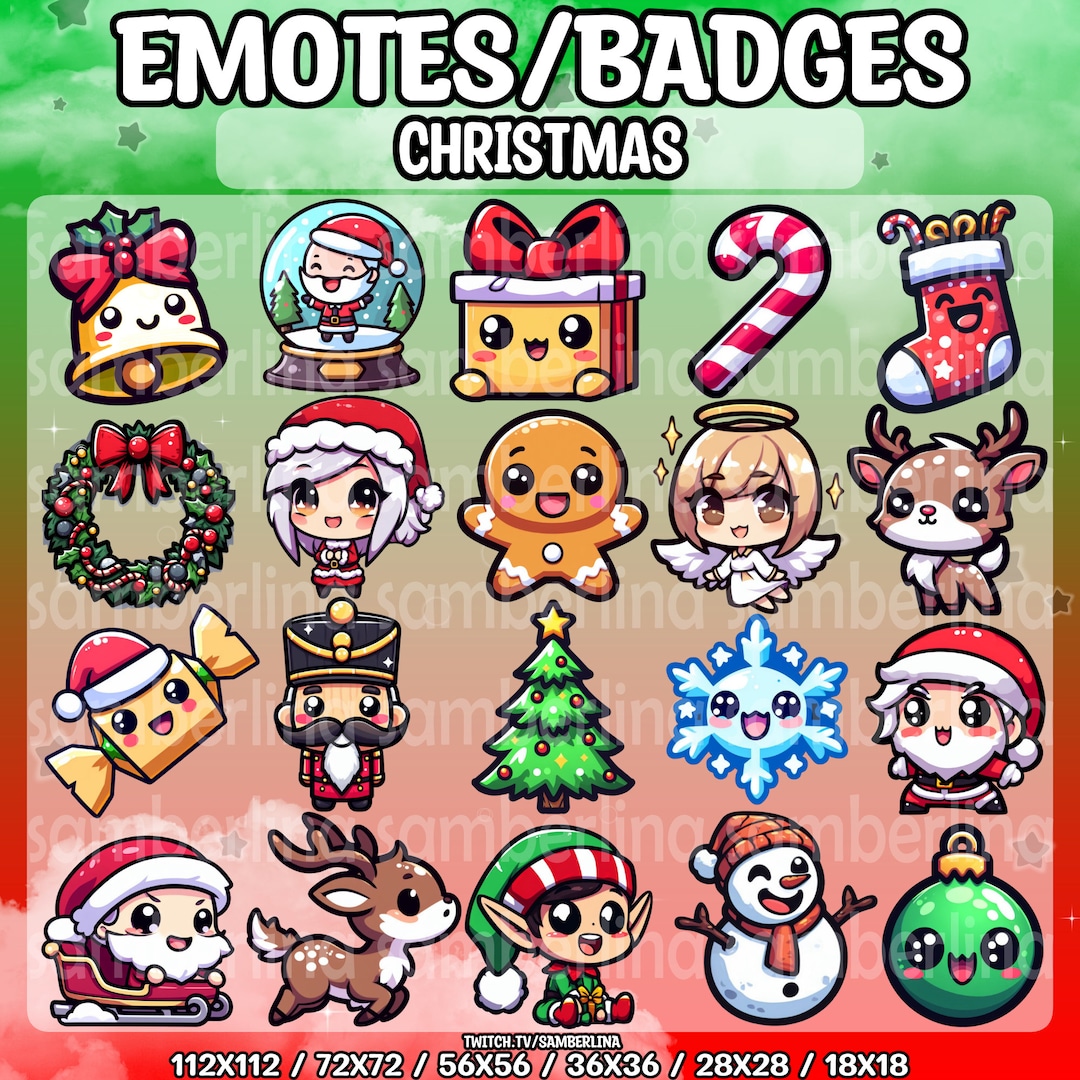 20 Christmas Emotes/badges Bundle Pack Twitch, Youtube, Discord Cute ...