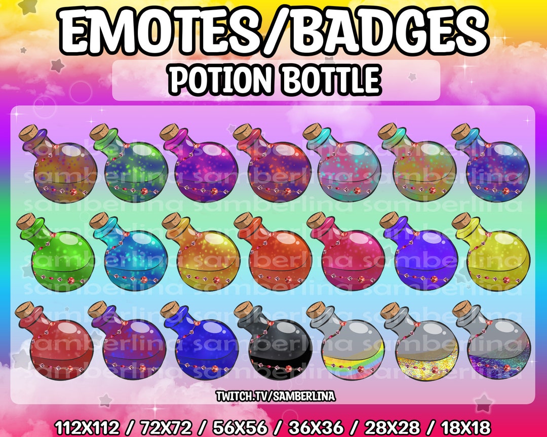 21 Potion Bottle Emotes/badges - Twitch, Youtube, Discord | Emote Pack ...