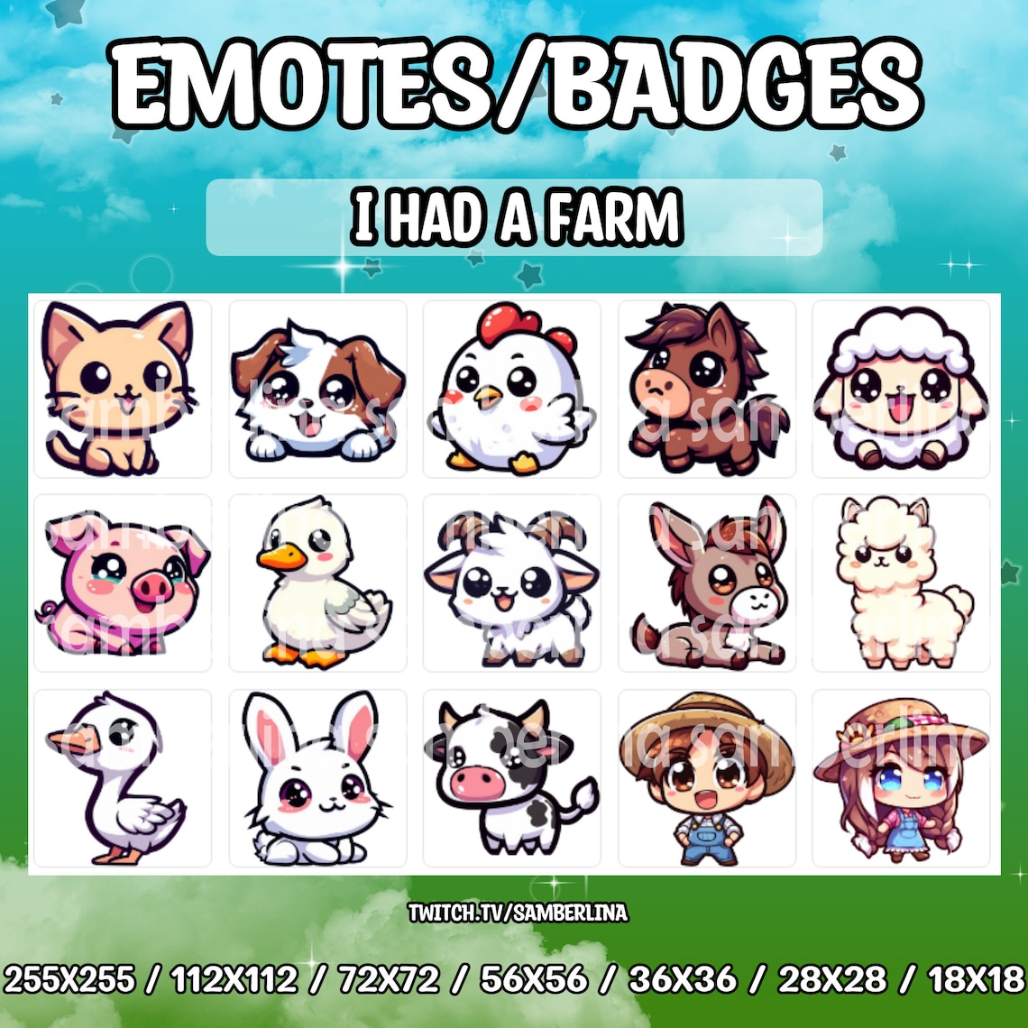15 Farm Animal Emotes/badges Bundle Pack - Twitch, Youtube, Discord ...