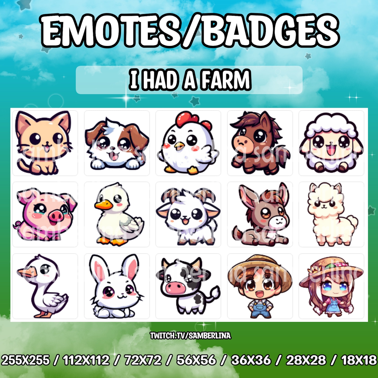 15 Farm Animal Emotes/badges Bundle Pack - Twitch, Youtube, Discord ...