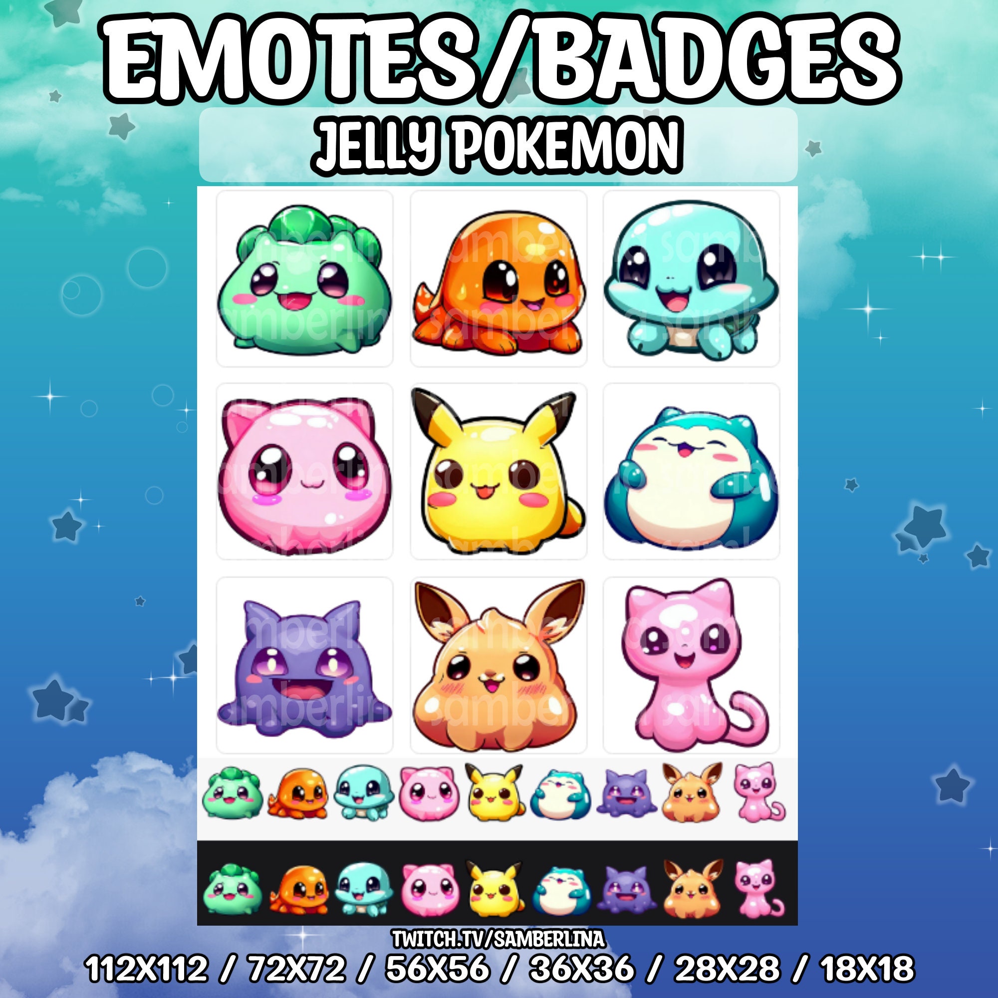 9 Jelly Pokemon Emotes/badges Twitch, Youtube, Discord Charmander ...