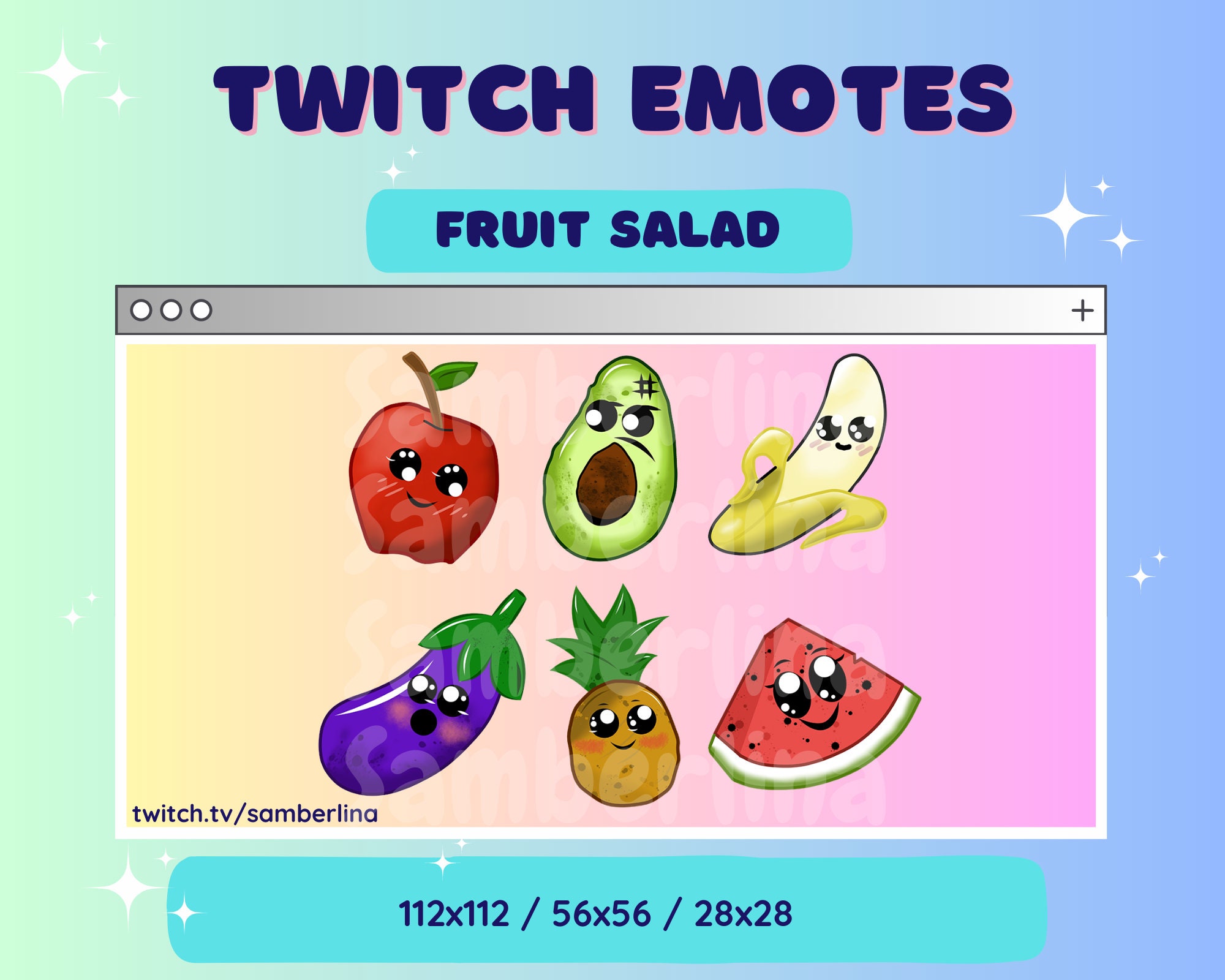 Cute Fruit Salad Emotes for Stream, Twitch, Discord. Kawaii - Etsy