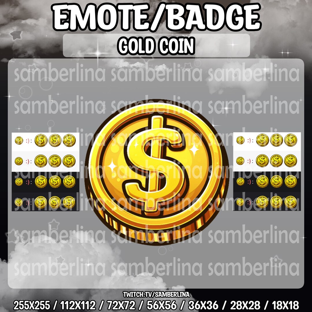 Gold Coin Emote/badge - Twitch, Youtube, Discord, Tiktok | Cute Chibi ...