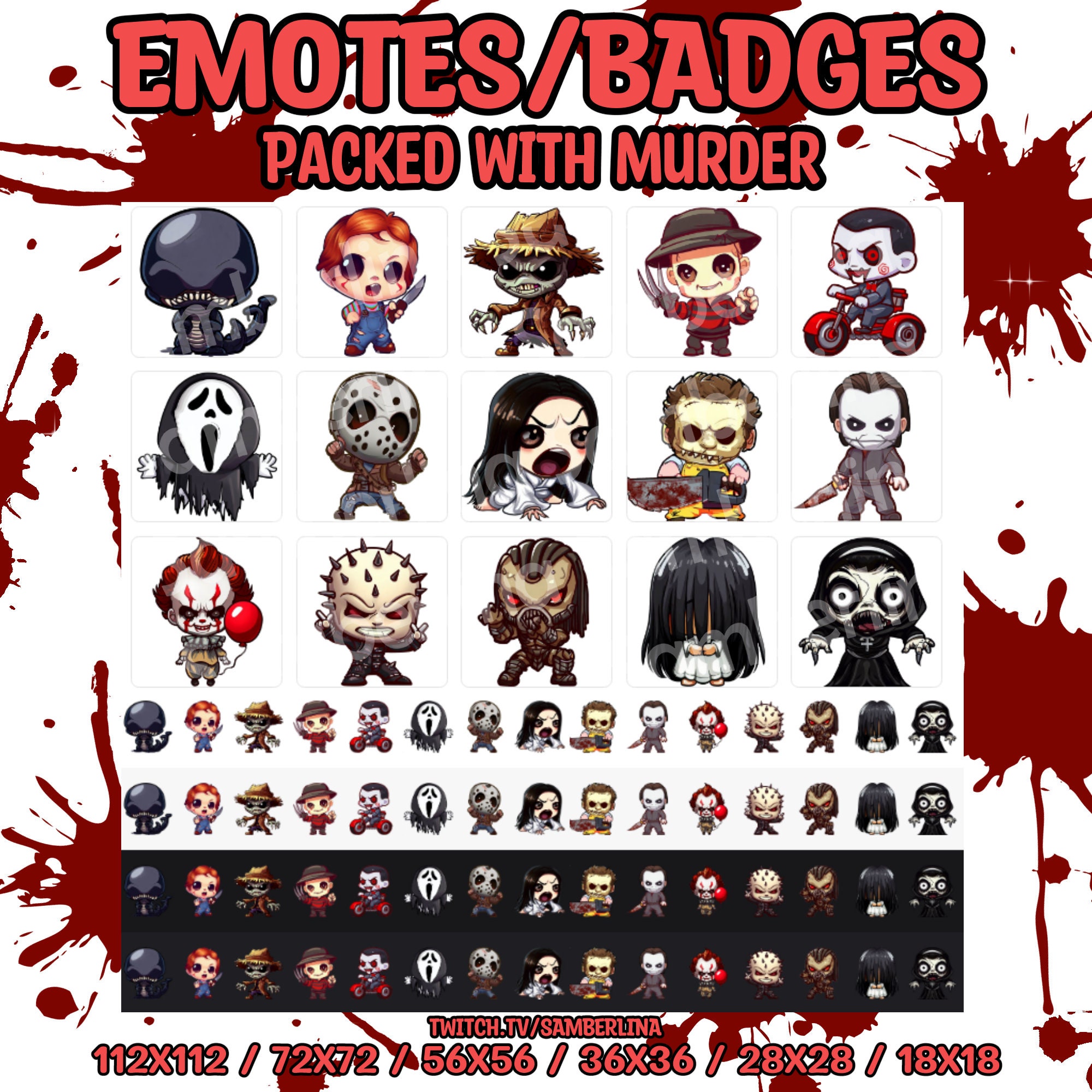 15 Vollgepackt mit Murder Emotes/Badges Bundle Pack Twitch, Youtube ...