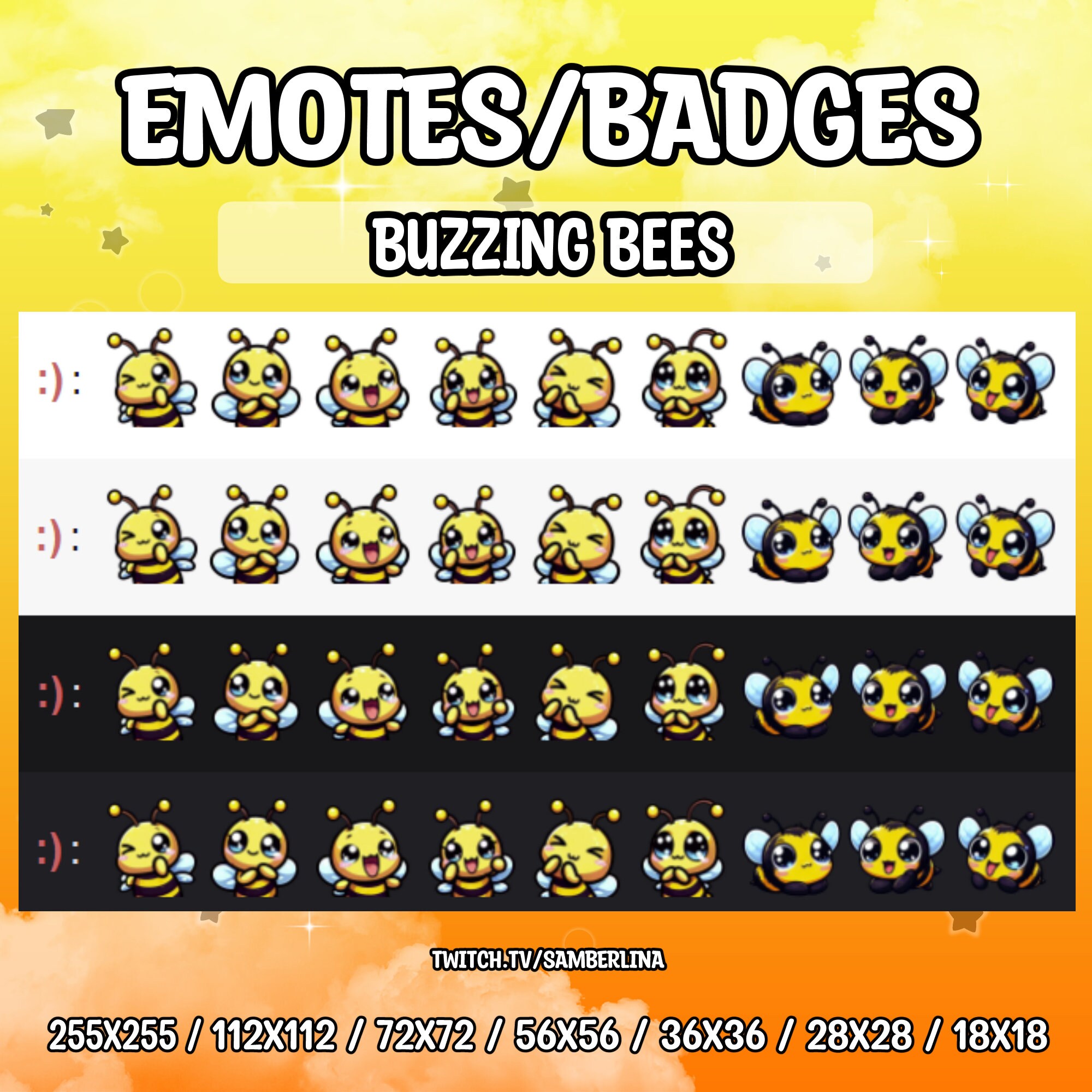 9 Buzzing Bee Emotes/badges Bundle Pack Twitch, Youtube, Discord ...