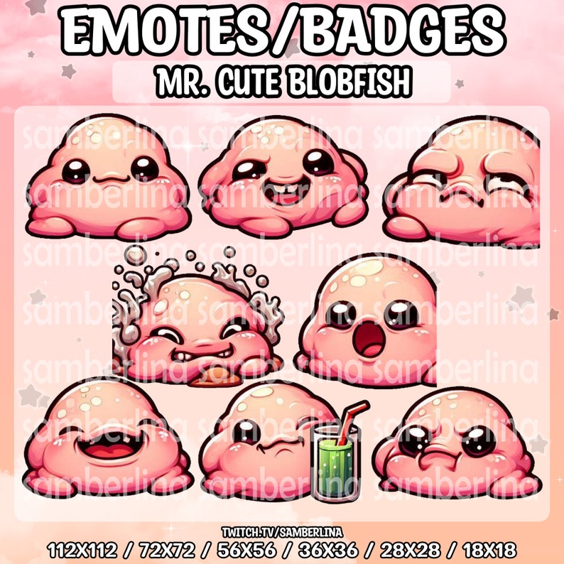 8 Blobfish Emotes/badges Bundle Pack - Twitch, Youtube, Discord | Cute ...