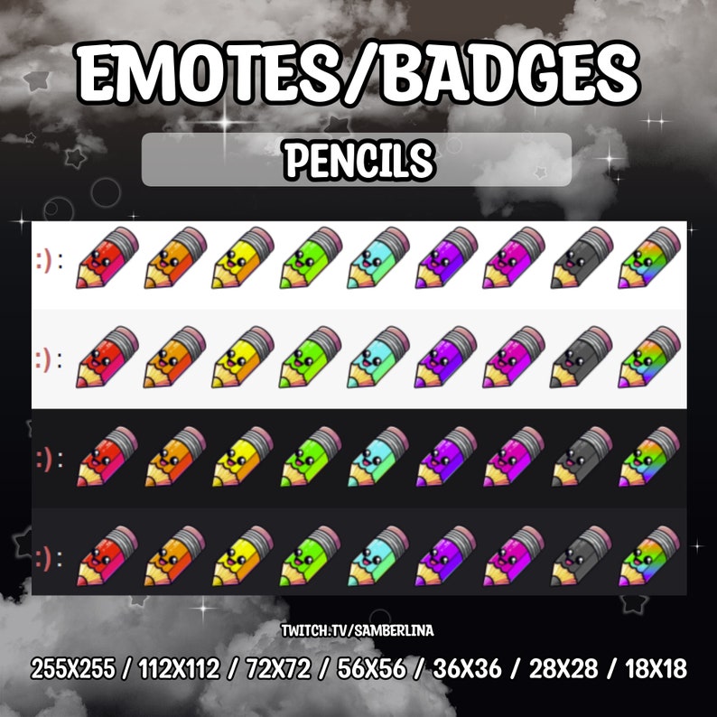 9 Colored Pencil Emotes/badges Bundle Pack - Twitch, Youtube, Discord ...