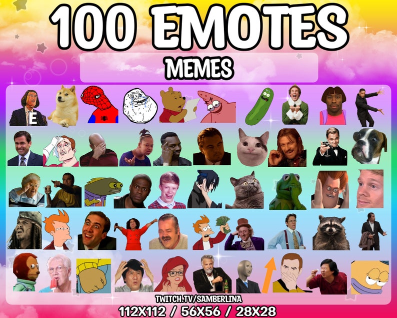100 Meme Emote Pack Twitch Youtube Discord Emote Mega - Etsy