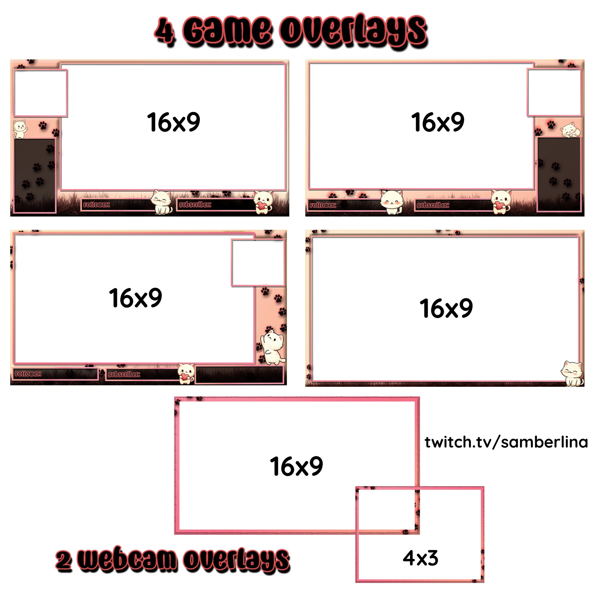 Cute Cat Stream Overlay Package Stream and Webcam Overlay Package ...