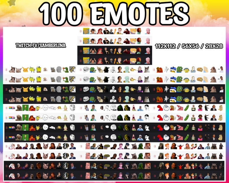 100 Meme Emote Pack Twitch Youtube Discord Emote Mega - Etsy